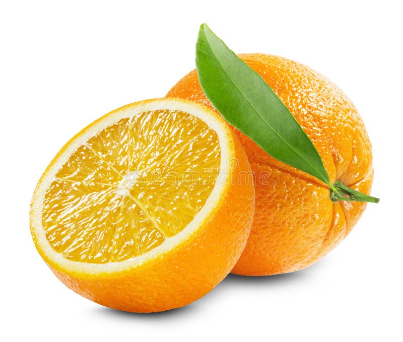 Orange with a Half of Orange Isolated on the White Background Stock ...
