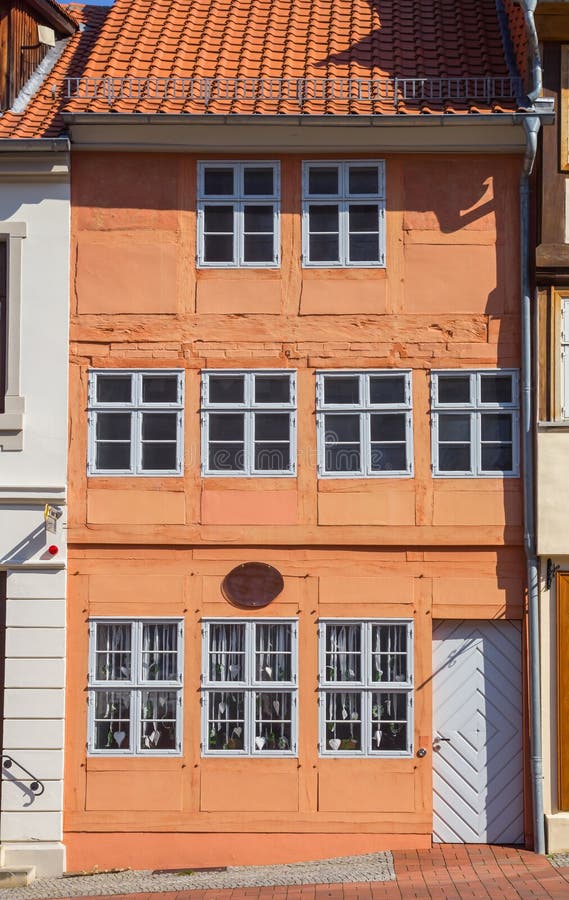 Orange Half Timbered House on the Market Square of Helmstedt Stock ...