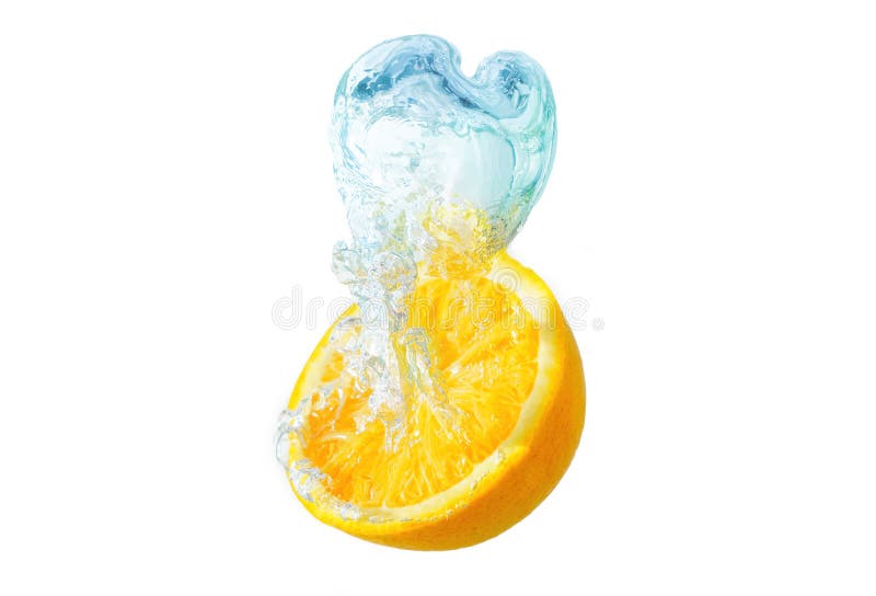 Orange Half and Water Splashes on White Stock Photo - Image of aqua ...