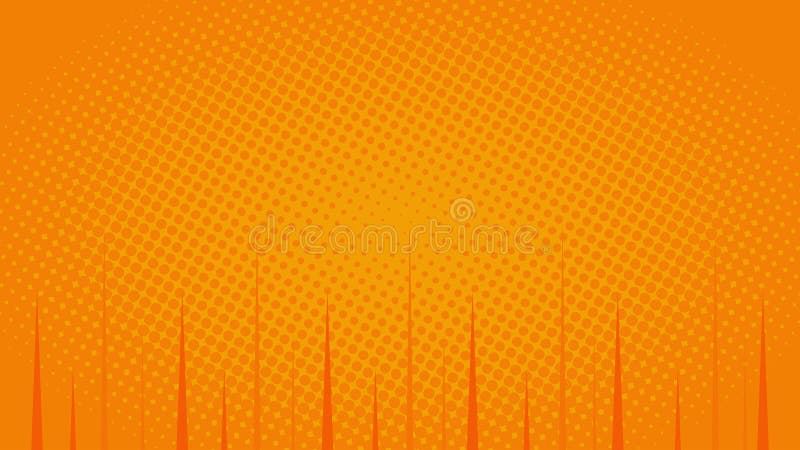 Orange Halftone Background with Bottom Sharp Line. Suitable for Comics ...