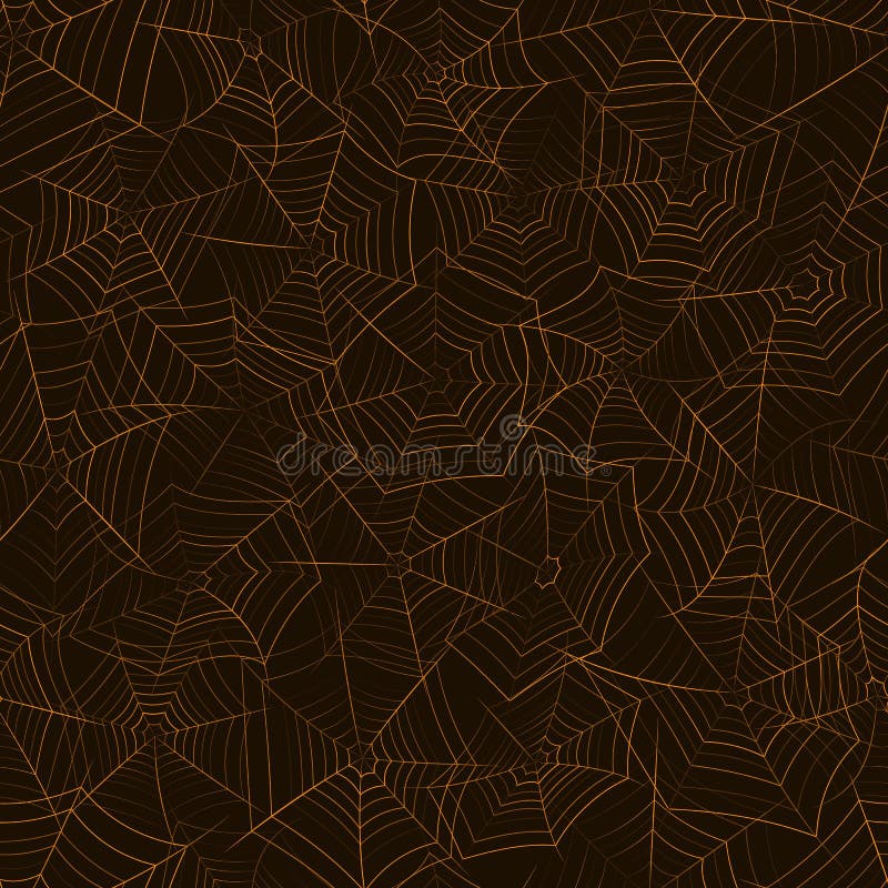 Orange Halloween Cobweb Seamless Pattern. Flat Vector Cartoon ...