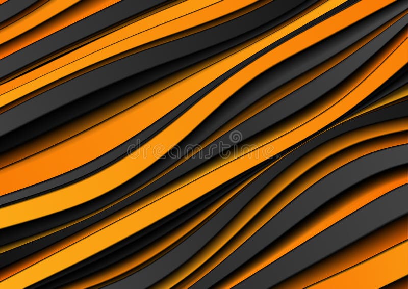Orange Halloween Curved Waves Abstract Background Stock Vector ...