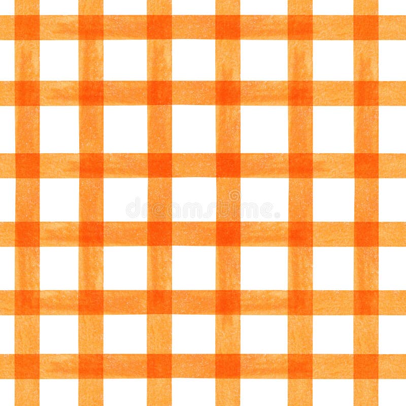 Orange Halloween Gingham Watercolor Seamless Pattern. Checkered Hand ...