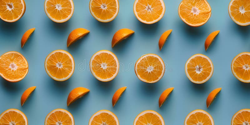 Orange Halves Pattern on Blue Background Stock Illustration ...