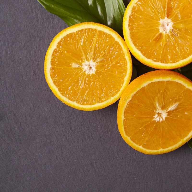 Orange Halves stock photo. Image of leaves, oranges, health - 71894732