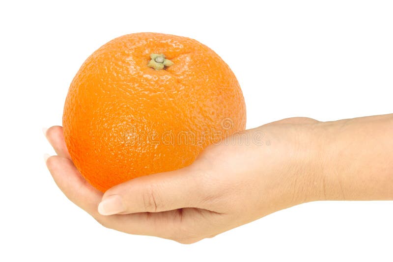 Orange in a hand stock image. Image of object, full, body - 14893991
