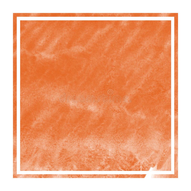 Orange Hand Drawn Watercolor Rectangular Frame Background Texture with ...