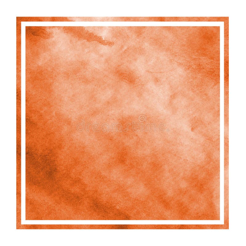 Orange Hand Drawn Watercolor Rectangular Frame Background Texture with ...
