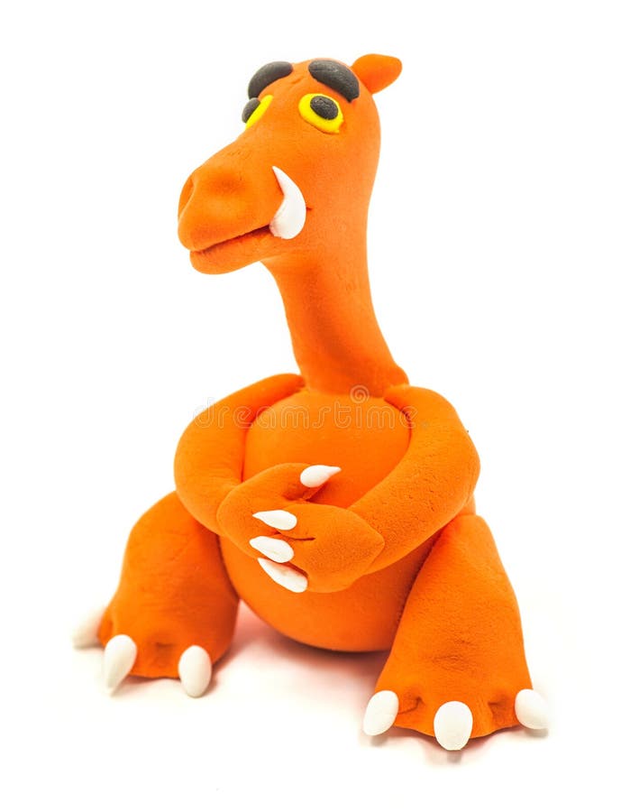 Orange Hand Made Modeling Clay Dragon Isolated on White Stock Image ...