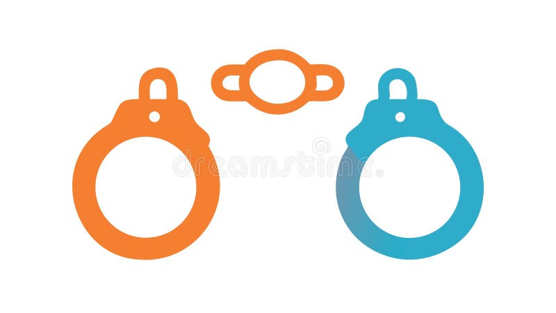 Orange Handcuffs Icon in Flat Design Law Enforcement Art, Vector Design ...