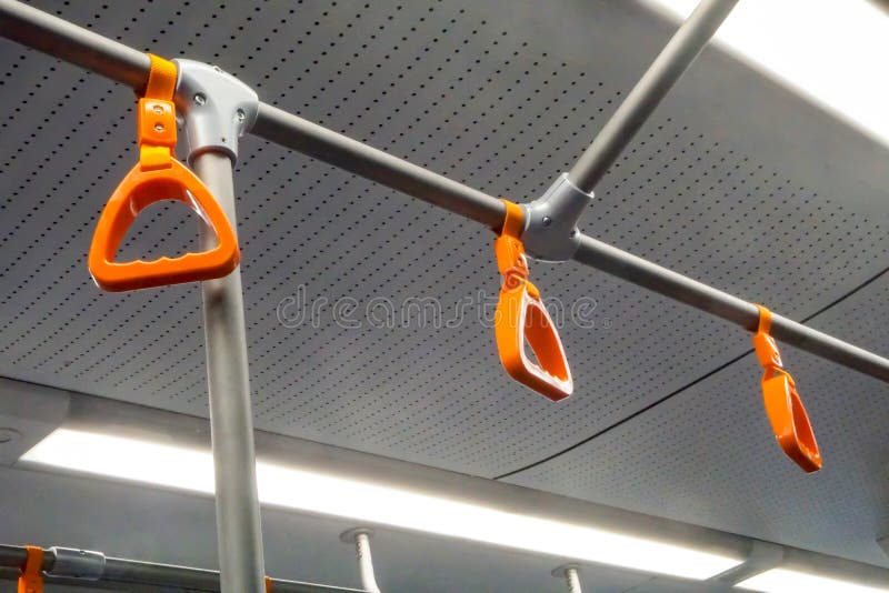 Orange Handrails in the Bus Subway Train Stock Image - Image of fall ...
