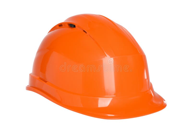 Orange Hard Hat Isolated on White. Safety Equipment Stock Photo - Image ...