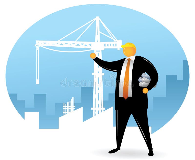Orange Head Man on Building Stock Vector - Illustration of contractor ...