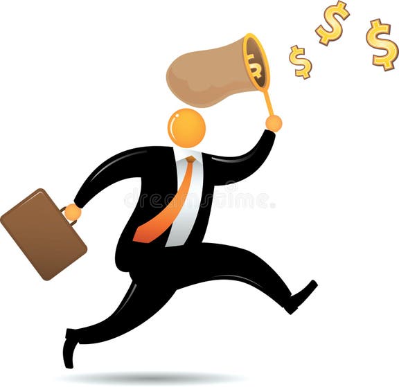 Orange Head Man Chasing Dollar Stock Vector - Illustration of character ...