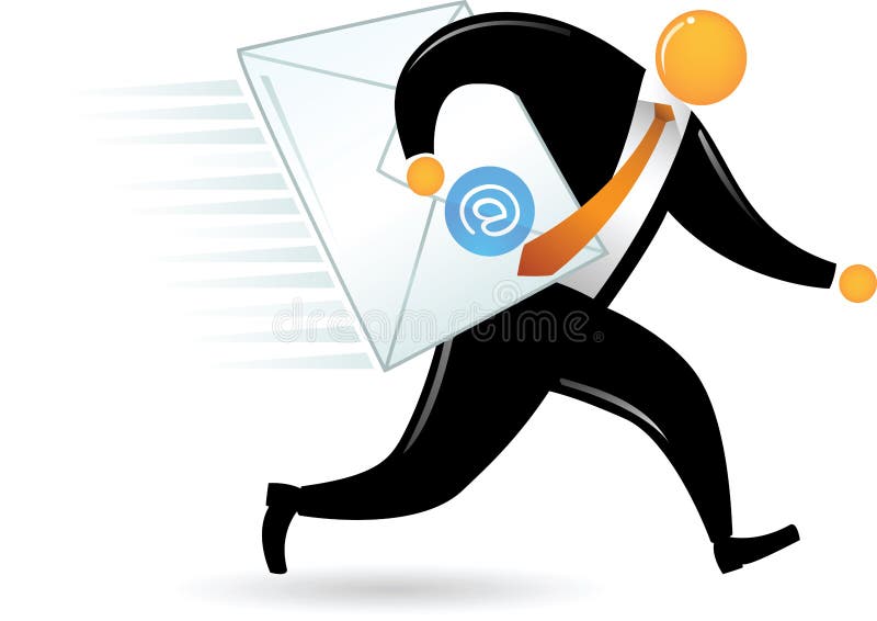 Orange Head Man Delivering Email Stock Illustration - Illustration of ...