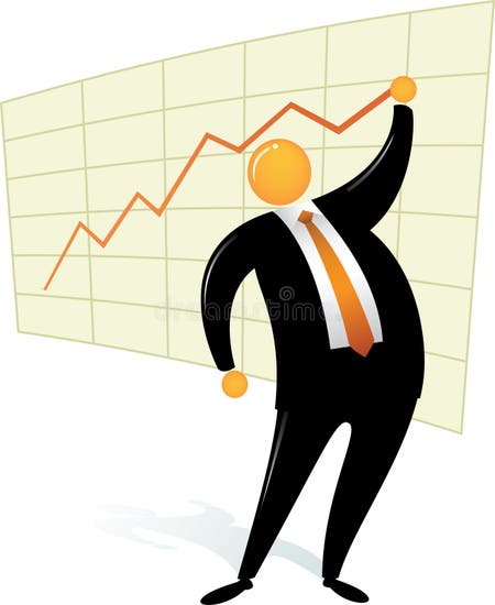 Orange Head Man Drawing Chart Up Stock Vector - Illustration of ...