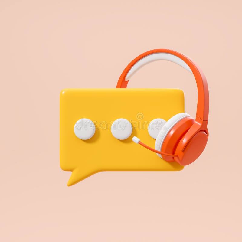Orange Headset and Yellow Speech Bubble Message Icon Stock Illustration ...