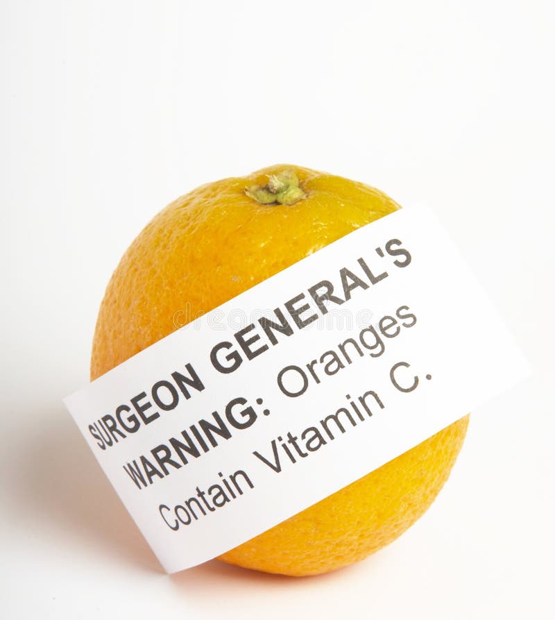 Orange with health warning stock photo. Image of warning - 530008