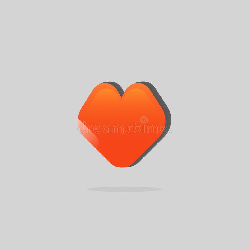 Orange Heart Flat Icon. Sun Heart Stock Illustration - Illustration of ...