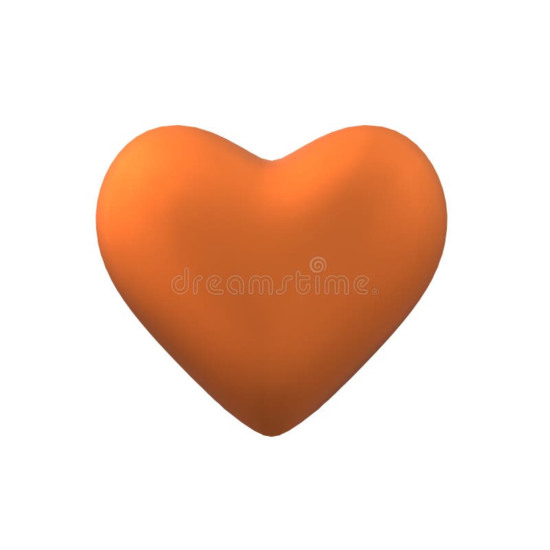Orange Heart Isolated on White Background Romance Love Stock ...