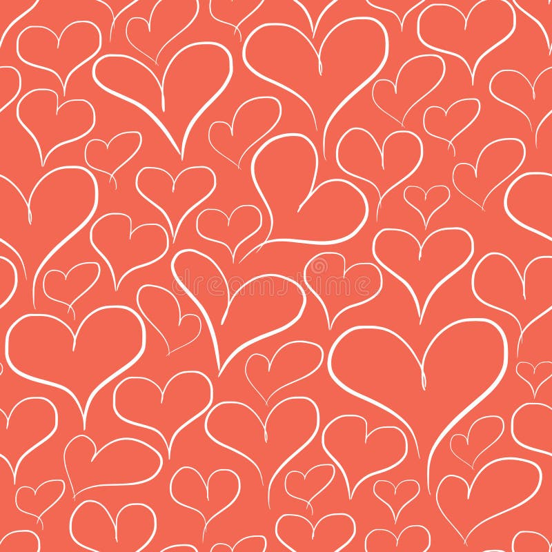 Orange Heart Seamless Pattern Design Stock Vector - Illustration of ...