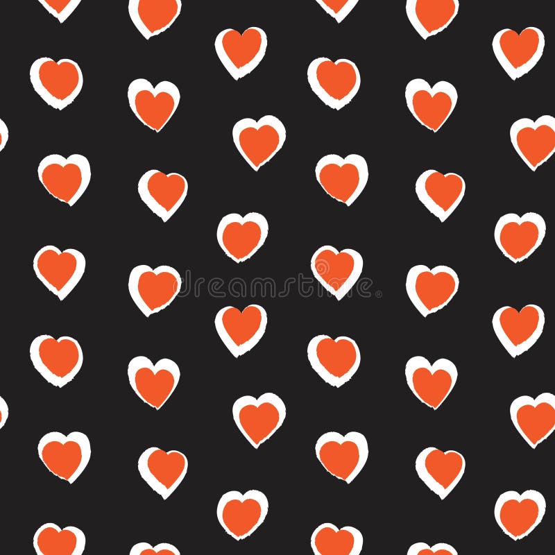 Orange Heart Shaped Brush Stroke Seamless Pattern Background Stock ...