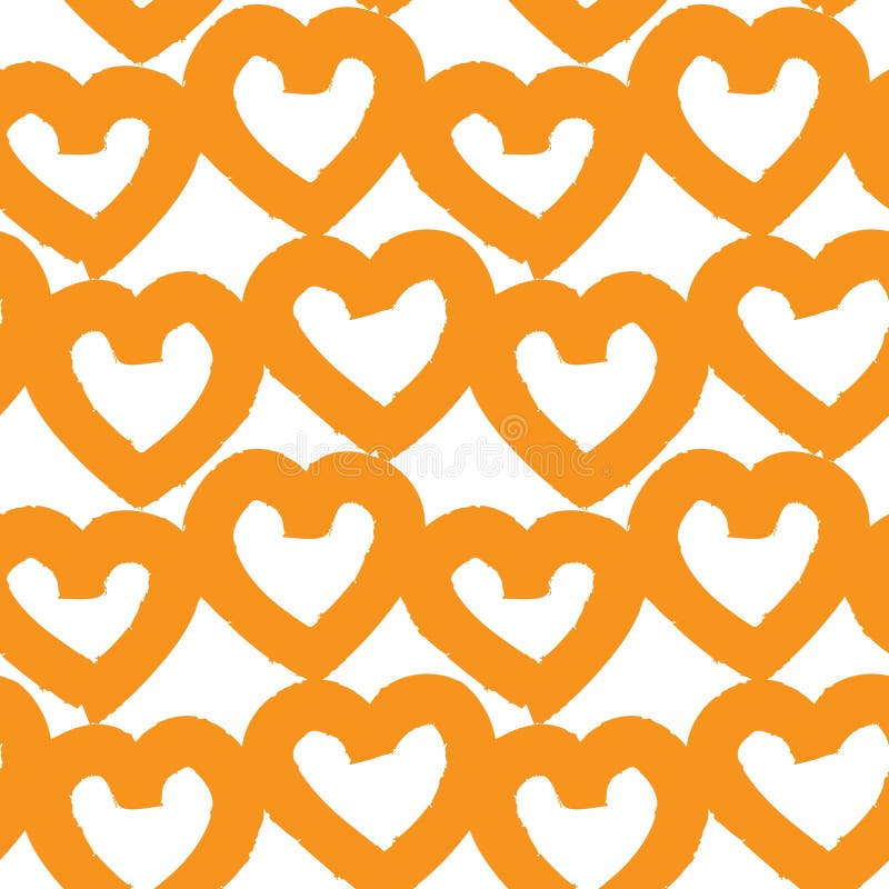 Orange Heart Shaped Brush Stroke Seamless Pattern Background Stock ...