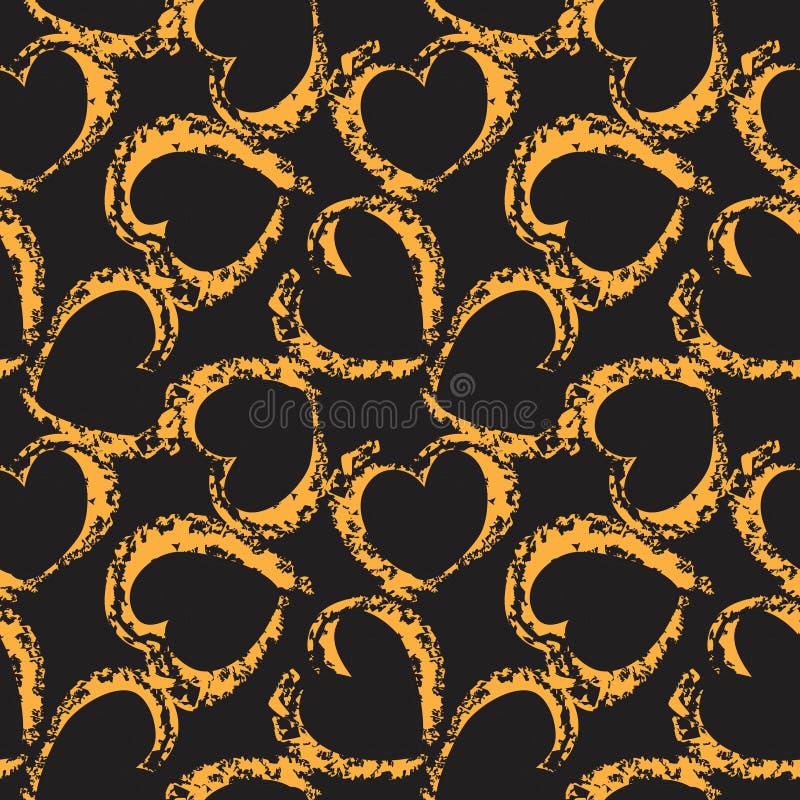 Orange Heart Shaped Brush Stroke Seamless Pattern Background Stock ...