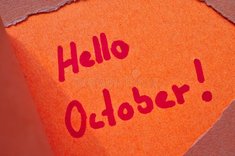 Hello october write stock photo. Image of circle, pink - 334695472