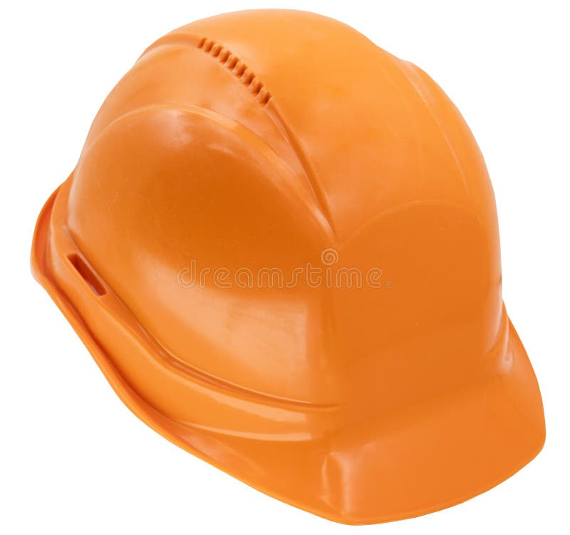 Orange Helmet in a White Background Stock Photo - Image of contractor ...