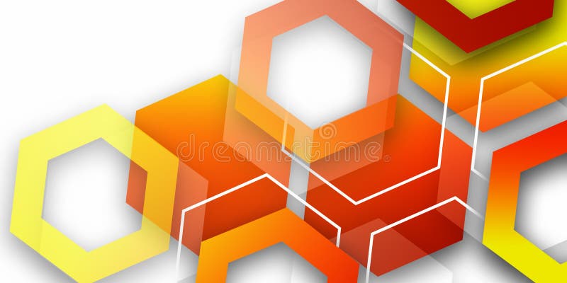 Orange Hexagons Pattern. Geometric Abstract Background with Simple ...