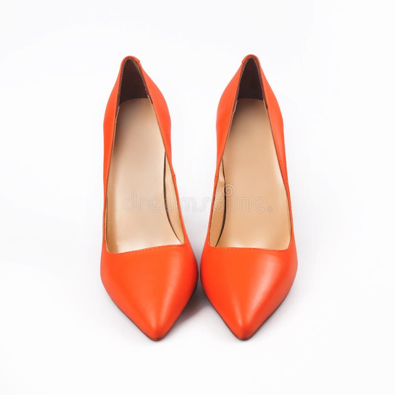Orange High Heels Pump Shoes Stock Photo - Image of pair, heeled: 80534502