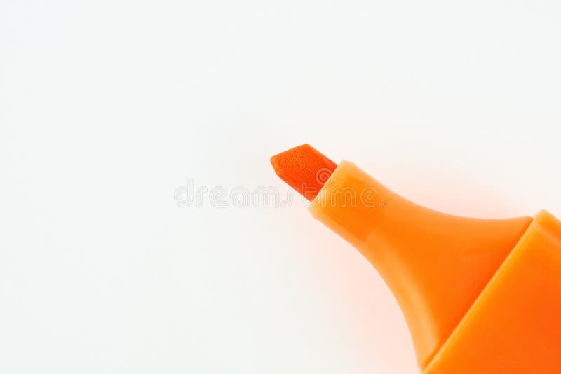 Orange Highlighter Isolated on White Background. Closeup Stock Image ...