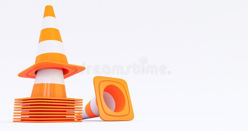 3d Construction Cones and Dead End Sign Board Stock Illustration ...