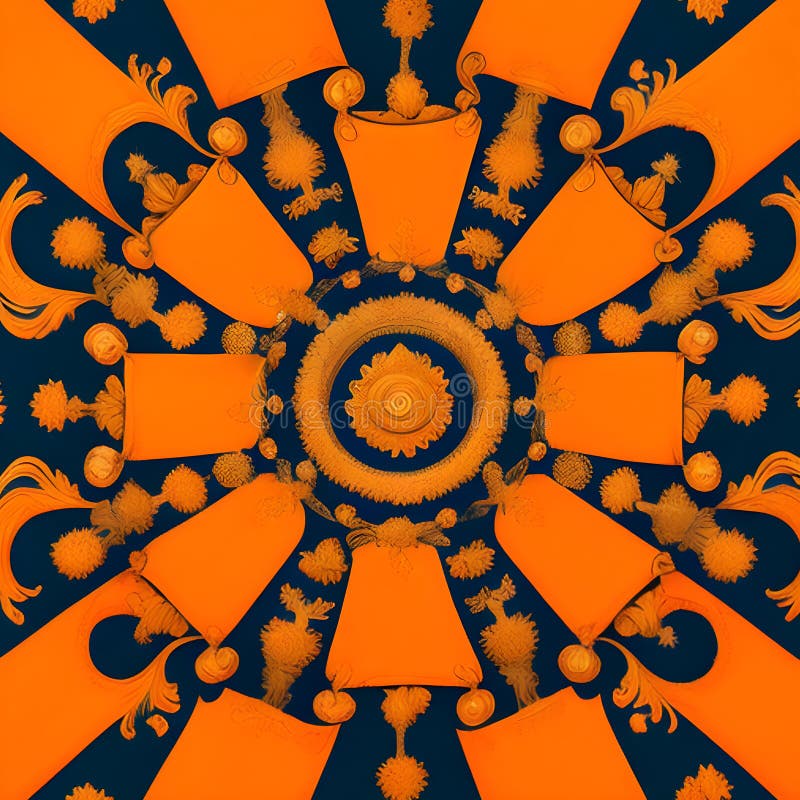 Hindu Orange Flags Round Design Mandala. Mandala Made by Hindu Bhagva ...