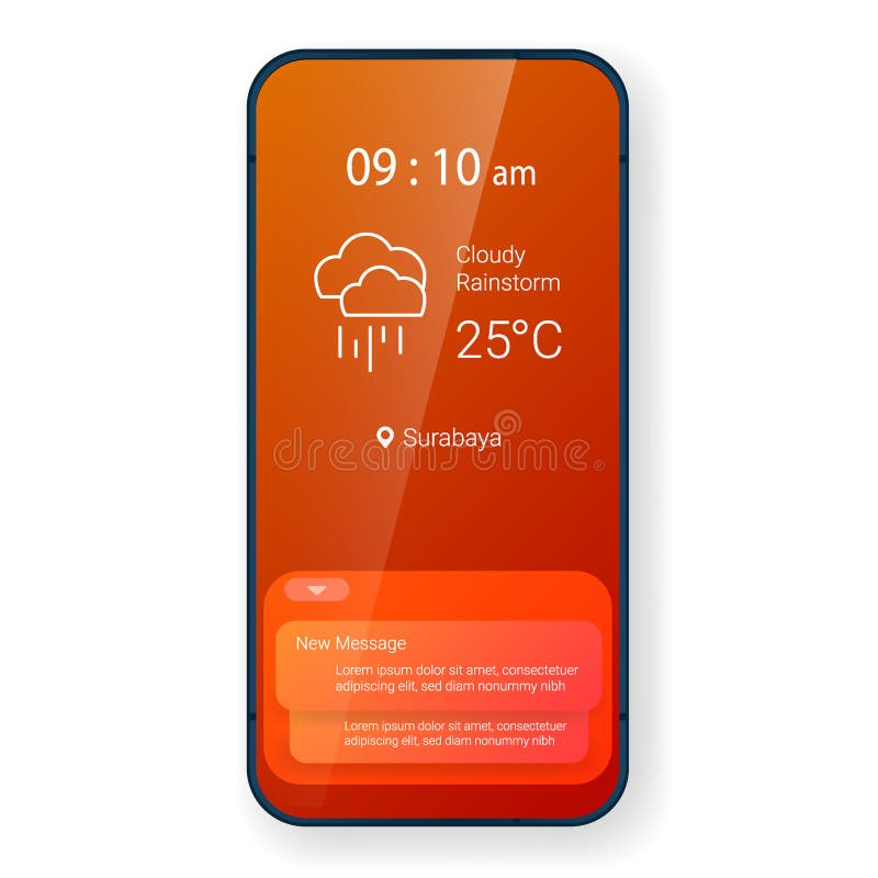 Orange Home Screen User Interface Mobile App Realistic Stock Vector ...