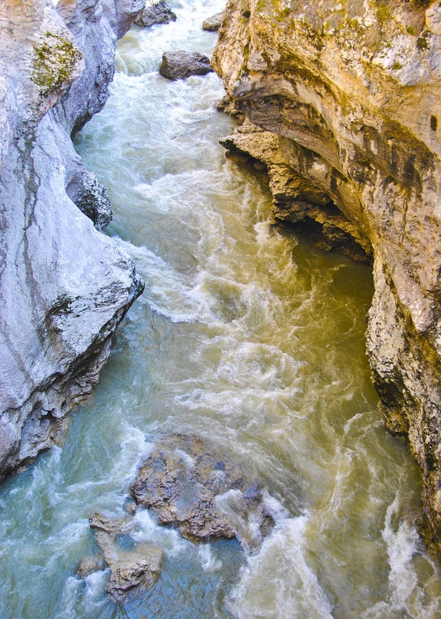 Orange Hot and Blue Cold Two Flow Water Clash Abstraction River Stock ...