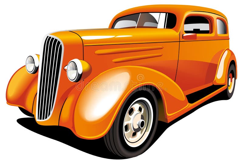 Orange Hot Rod stock vector. Illustration of chrome, icon - 15550015