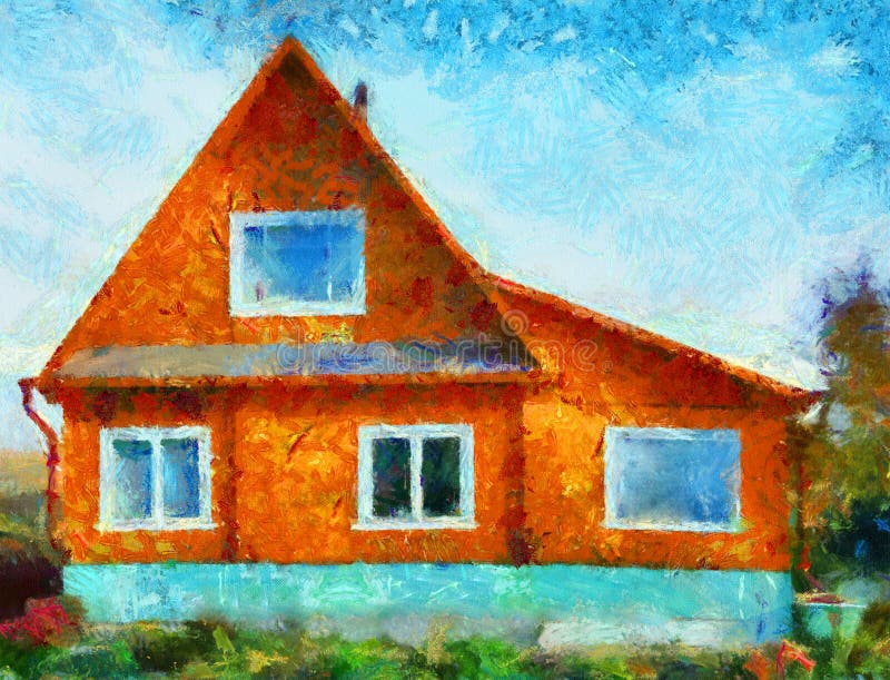 Orange house stock illustration. Illustration of home - 12802813
