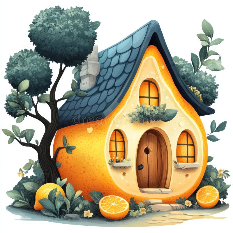 Orange House Illustration - Cartoon Style Stock Illustration ...