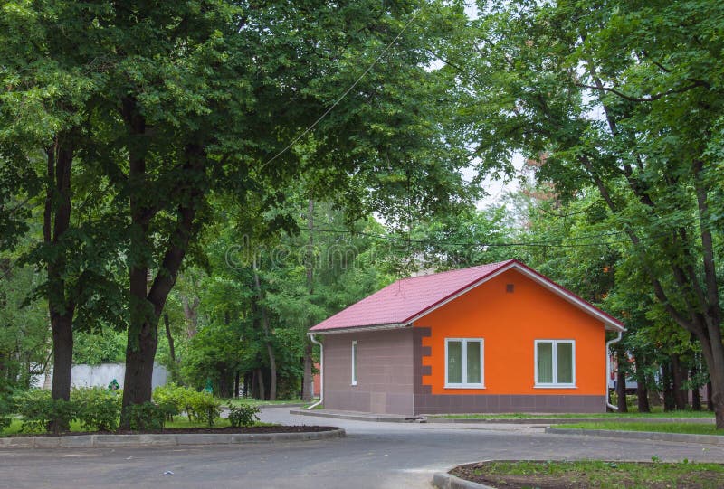 Orange house stock image. Image of summer, green, orange - 73403635