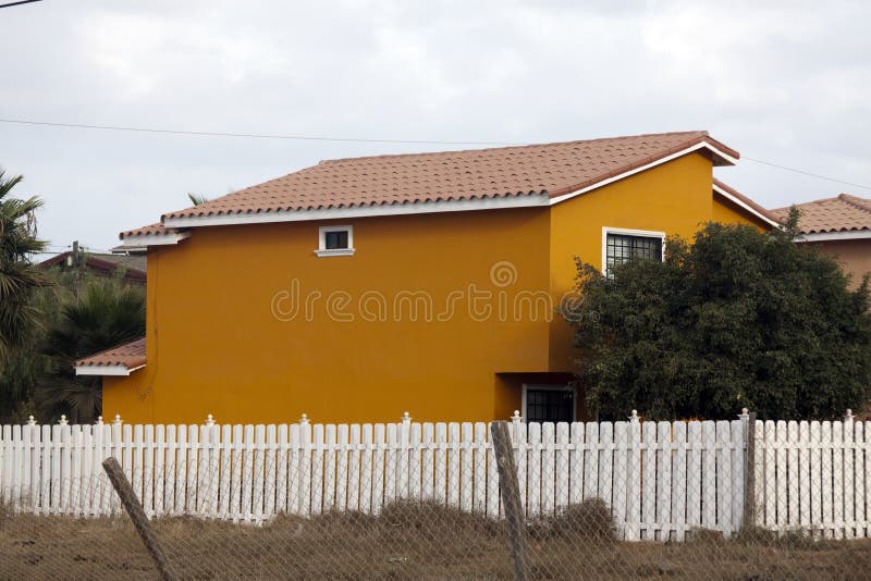 The Orange House on the Right Stock Image - Image of evening, rain ...