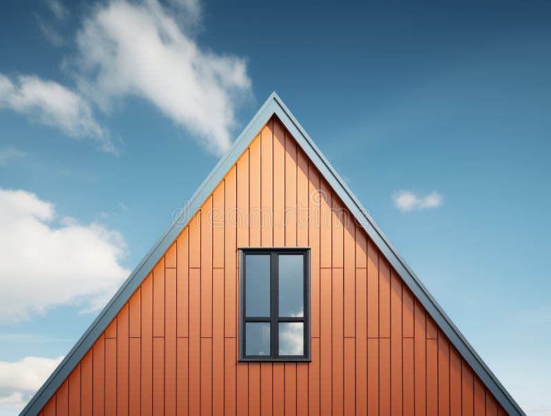 An Orange House with a Triangular Roof and Windows Stock Illustration ...