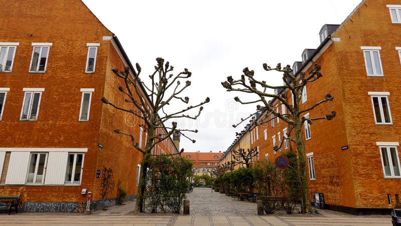 Orange Houses of Nyboder. Nyboder is a Historic Row House Copenhagen ...