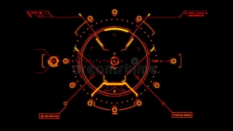 Red Spaceship Weapon and Radar HUD Display Graphic Element Stock ...