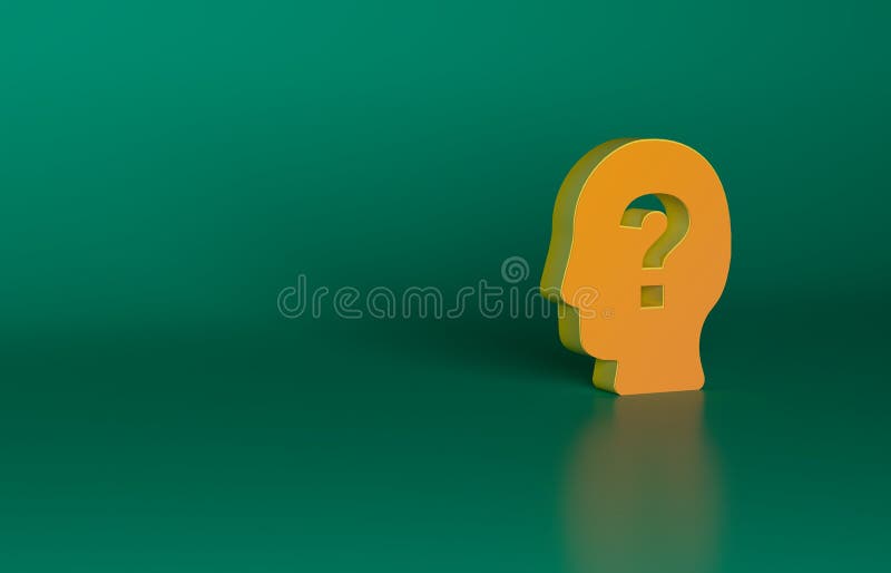 Orange Human Head with Question Mark Icon Isolated on Green Background ...