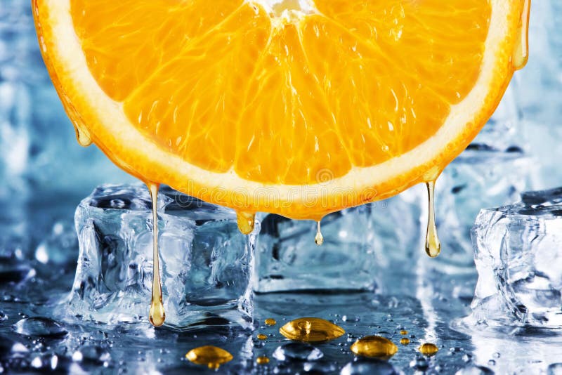 Orange and ice stock image. Image of fruit, cold, yellow - 16483309