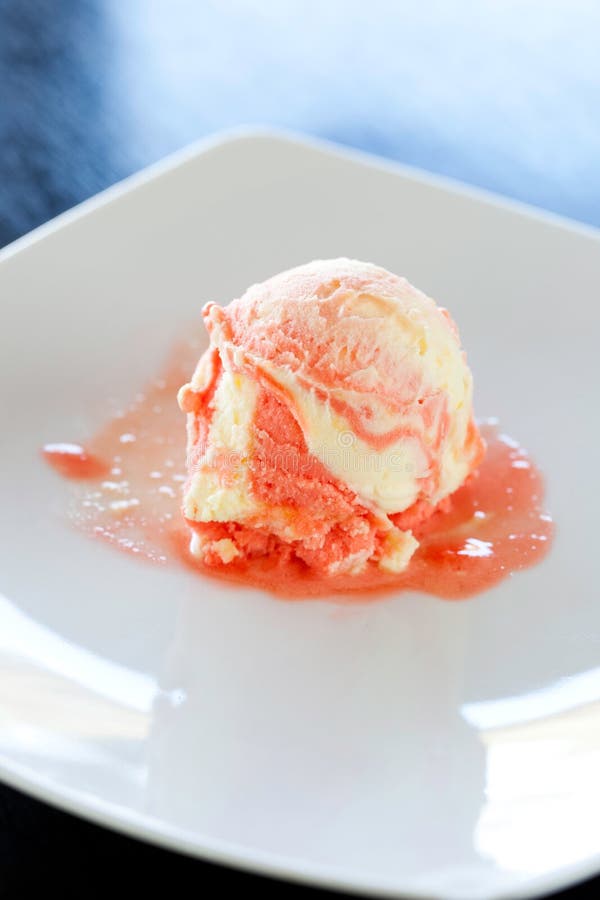 Orange Ice Cream Ball on a Plate Stock Photo - Image of refreshing ...
