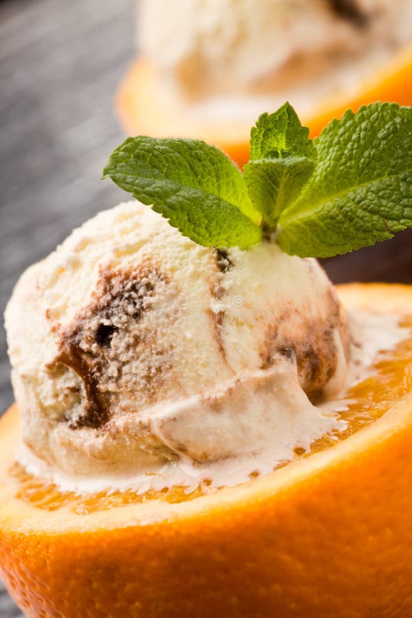 Orange and Ice Cream - Dessert Stock Photo - Image of vanilla ...