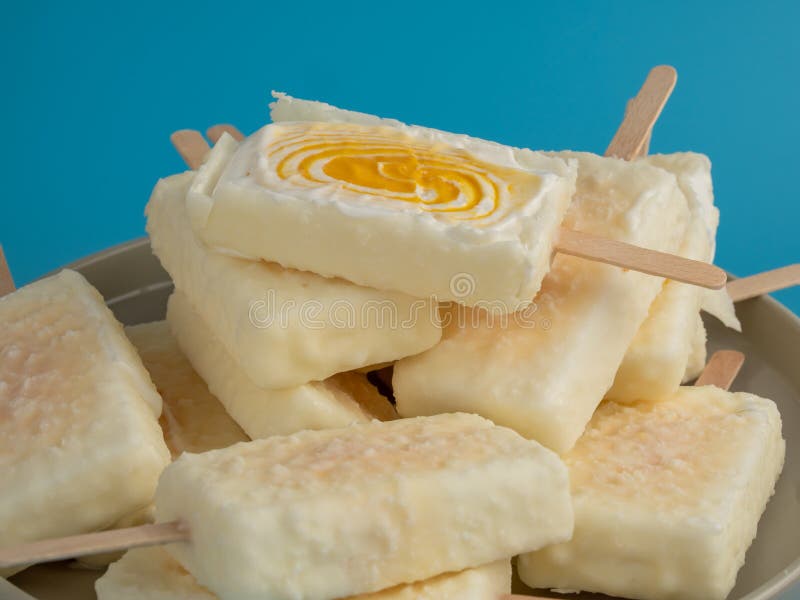 Orange Ice Cream with White Milk Chocolate. Stock Photo - Image of ...